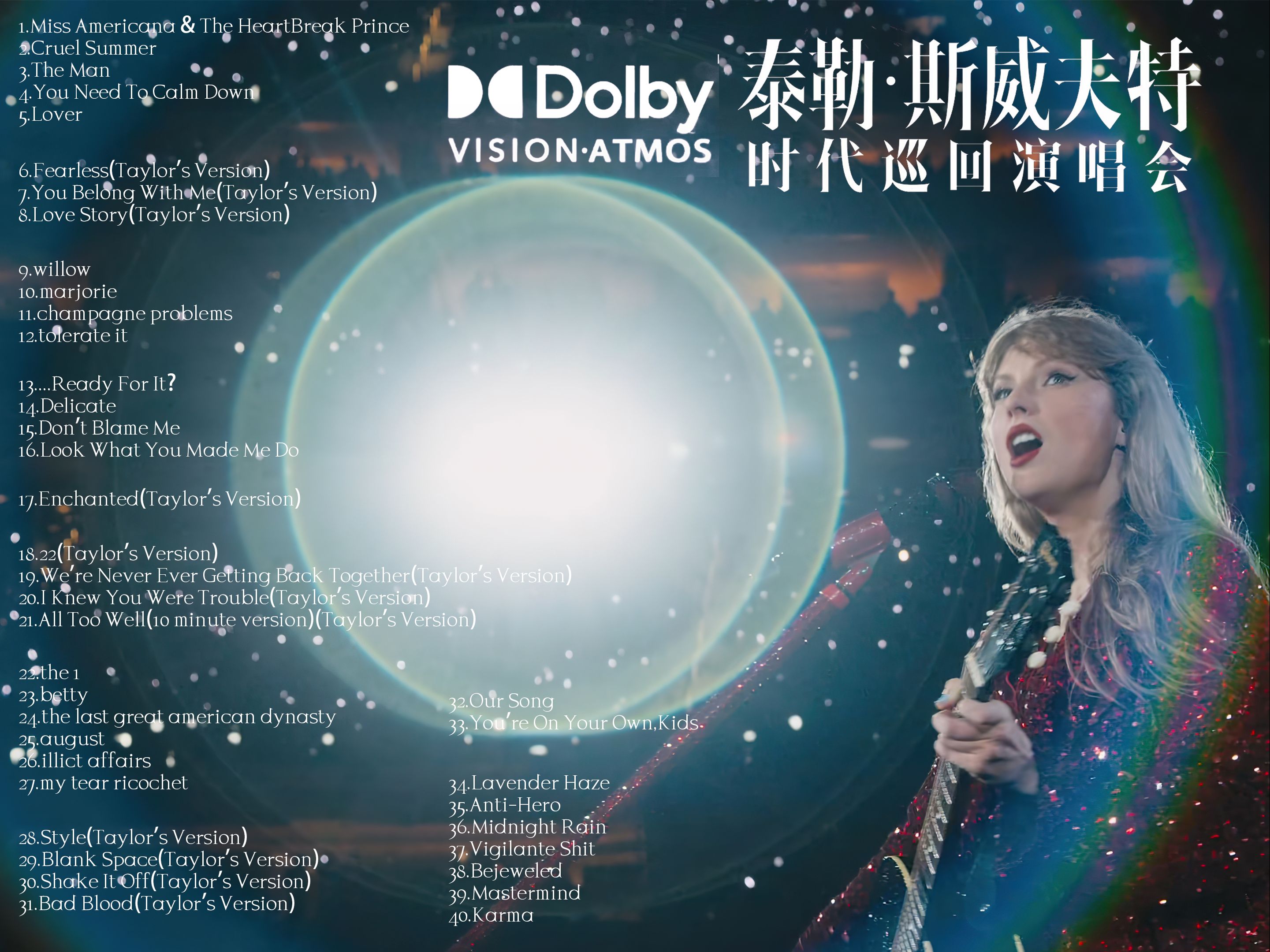 【新年第一个歌单】TaylorSwift时代巡演大电影歌单 | 杜比音效 | playlist