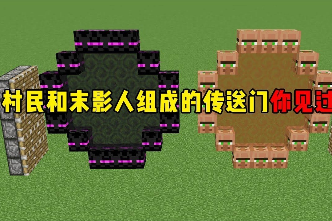 我的世界:趣味测试,村民和末影人做成的传送门,见过吗?