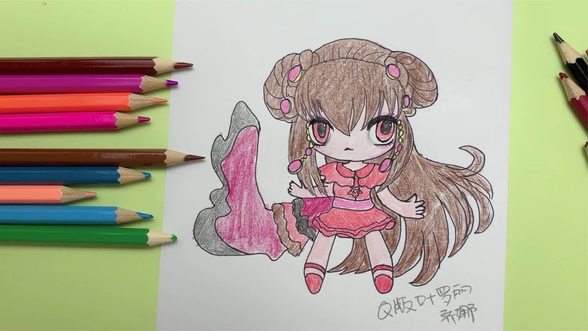 手绘教程│画Q版叶罗丽战士变身后的齐娜卡通简笔画│可爱吗?