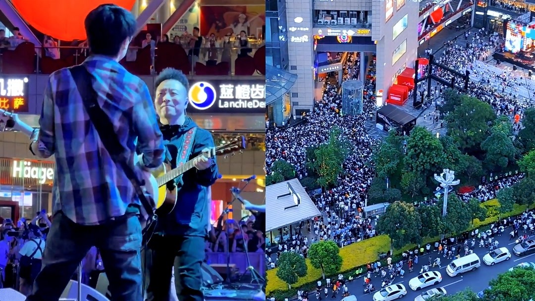 许巍演唱会万人空巷,男子爬树6米高处观看,歌声一响网友想辞职