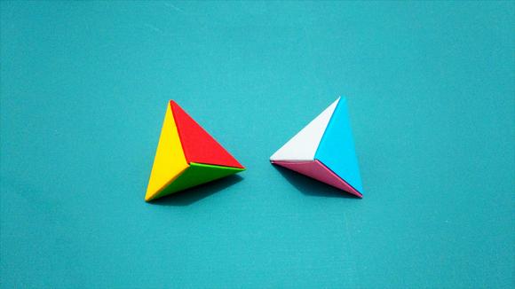 漂亮的六面三角立方体折纸教程,简单又好玩,几何图形3D立体折纸