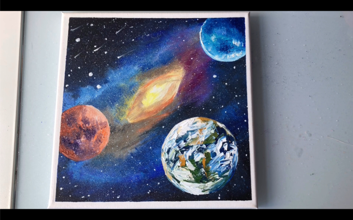 丙烯画/手绘/宇宙/地球/银河系美景