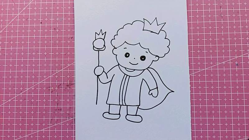 简笔画:拿着权杖的小王子简笔画
