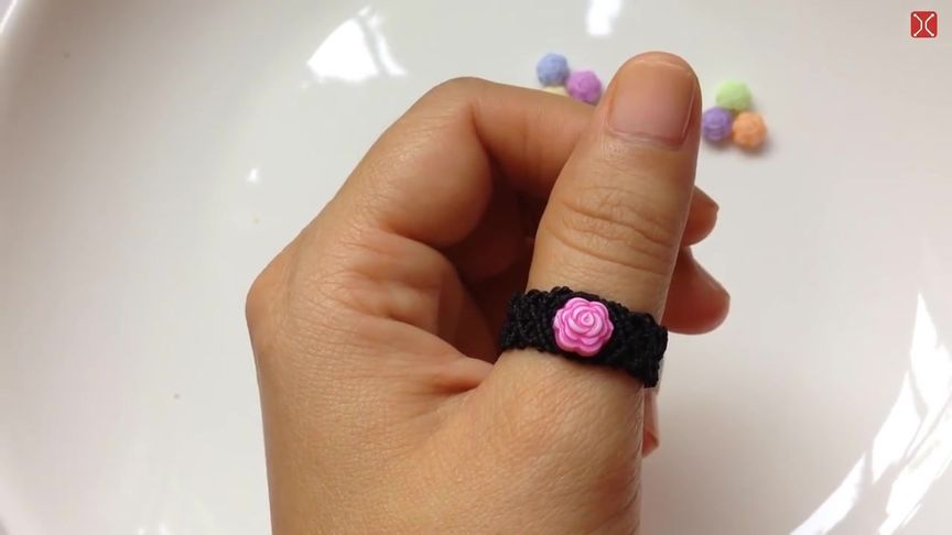编织物DIY-编织小花戒指-教程