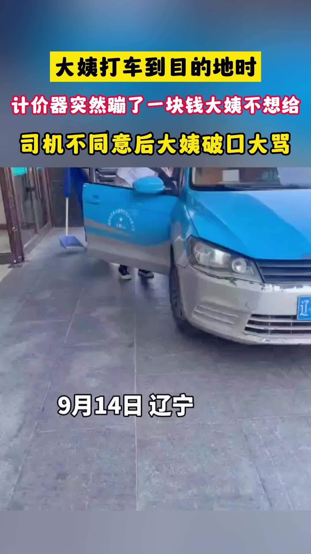 计价器突然蹦了一块钱,大姨不想给,司机不同意后大姨破口大骂