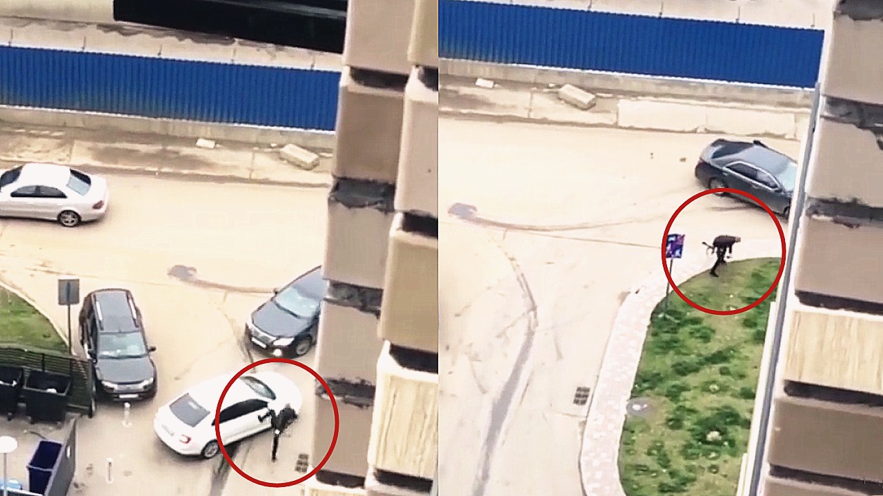 莫斯科突发枪击案!实拍:黑衣男子停车场内持步枪猛烈开火!