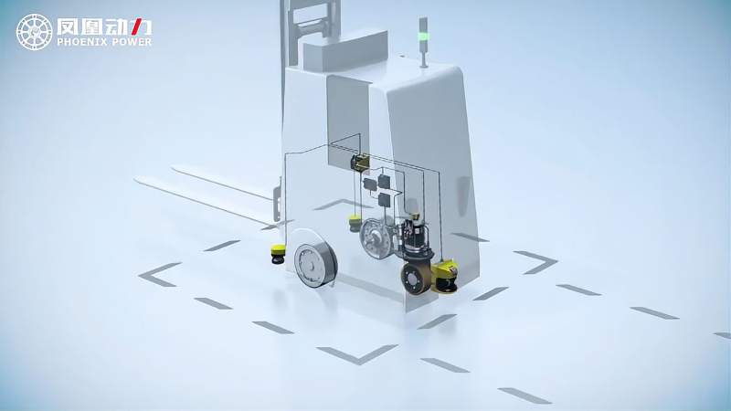 凤凰动力AGV驱动轮—AGV小车激光导航行驶动画模拟