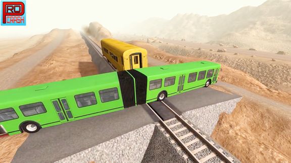 BeamNG:测试火车高速撞向推土机、双头巴士、跑车,刺激撞击瞬间
