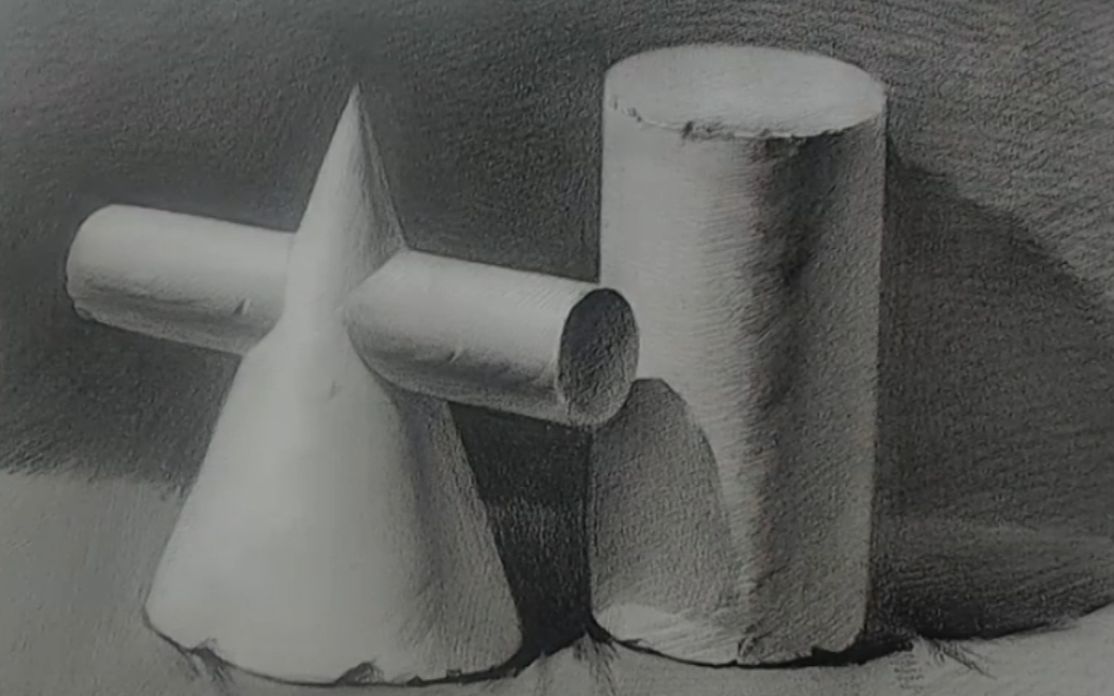 【素描教学】零基础素描教学,几何体组合的讲解