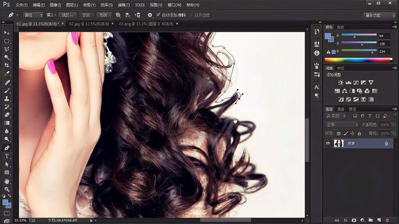 Photoshop操作视频-PS使用调整边缘命令抠出头发