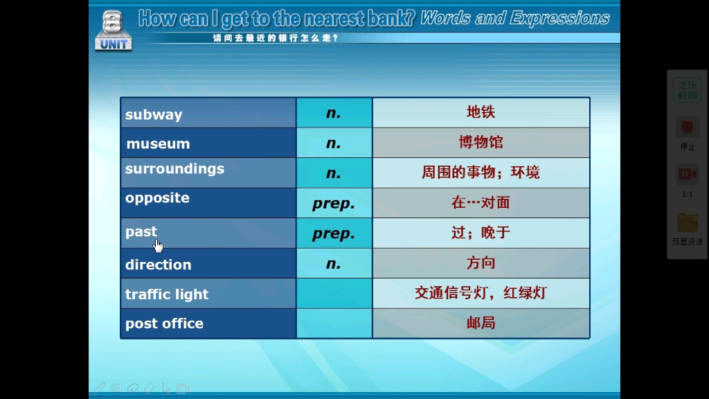 中职英语基础模块(一)Unit8单词