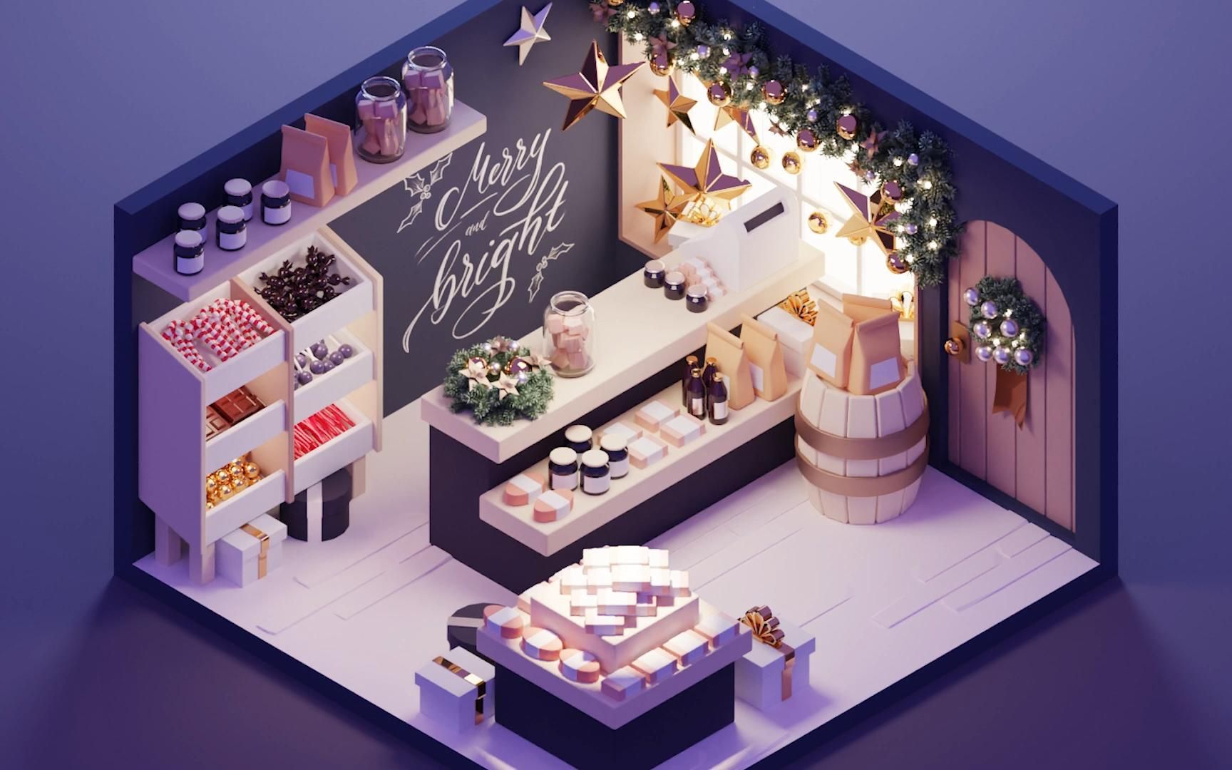 Blender 教程 | 圣诞礼品店3d建模分享