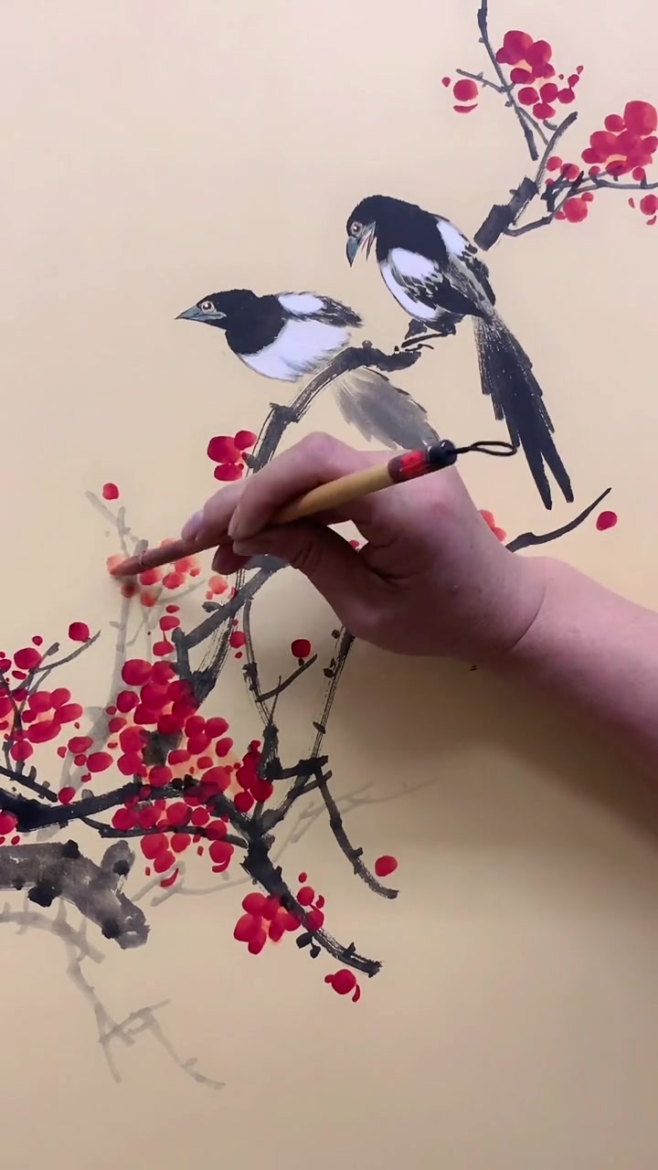 国画教学,梅花画法,写意花鸟画