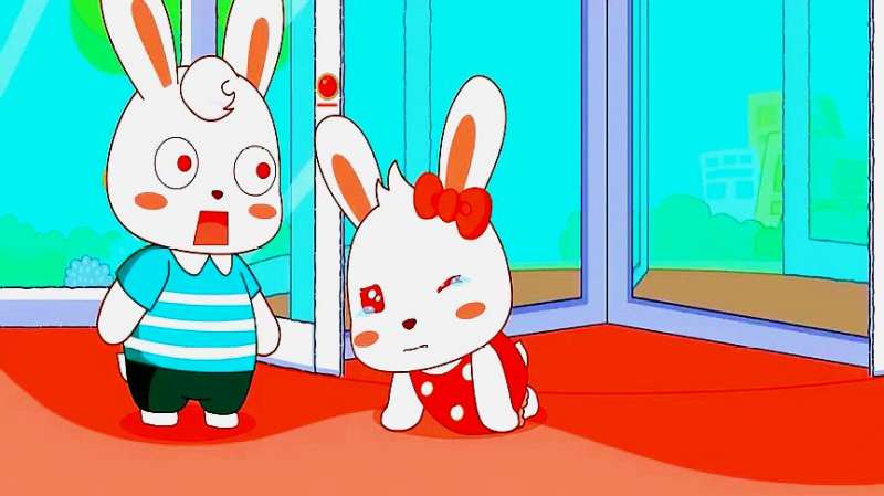 兔小贝启蒙动画,小朋友进出旋转门不要逗留玩耍,注意安全哦