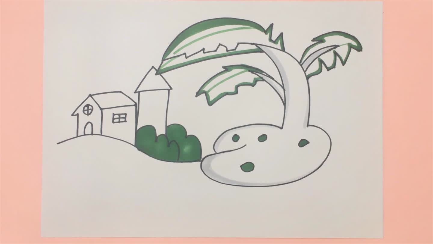 博卡简笔画:这个树很奇怪,它是一颗芭蕉树,小朋友一起画吧