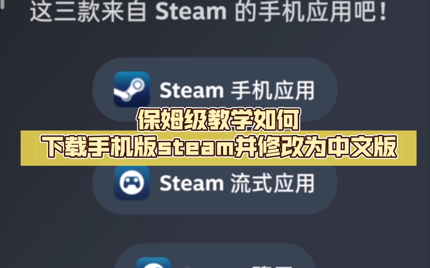 保姆级教学如何下载手机版(安卓版)steam并修改为中文版