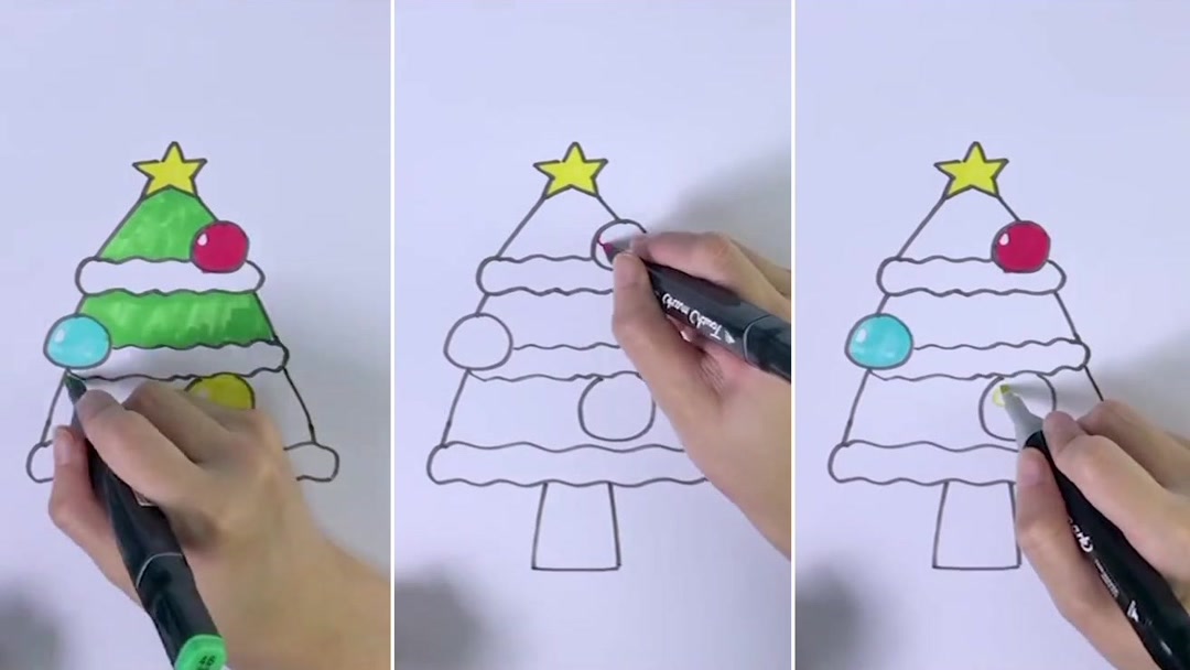 #兔耳简笔画 圣诞树 圣诞节