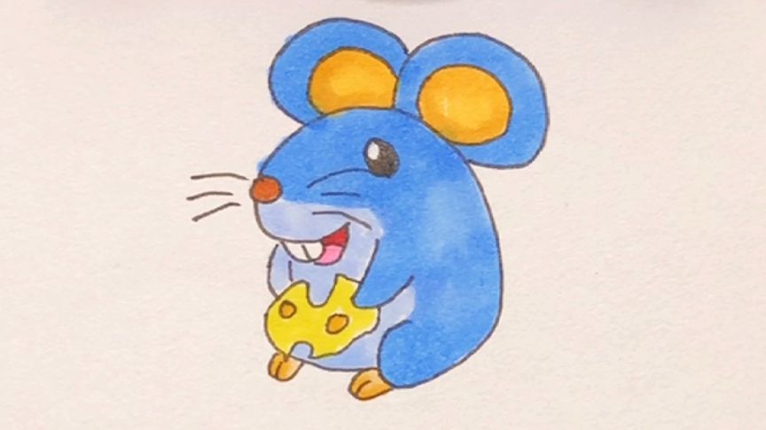 儿童美术,小动物简笔画,爱吃饼干的小老鼠