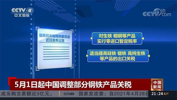 5月1日起中国调整部分钢铁产品关税