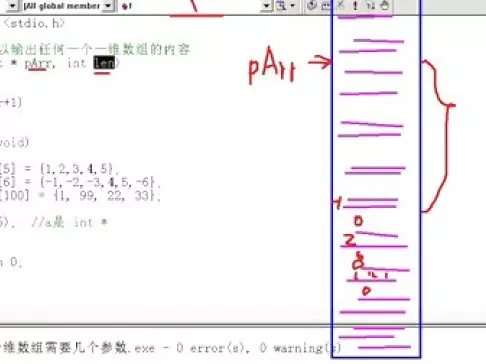 c语言入门视频教程134_指针14_确定一个一维数组需要2个参数及其原因
