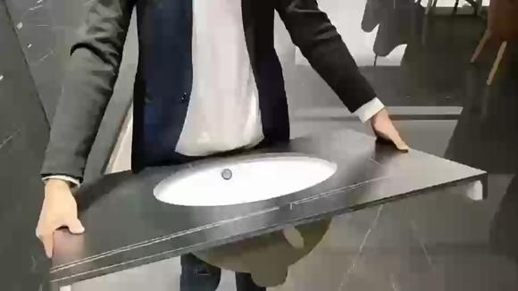 有朋友说想看一下岩板洗手盆是如何拼接的