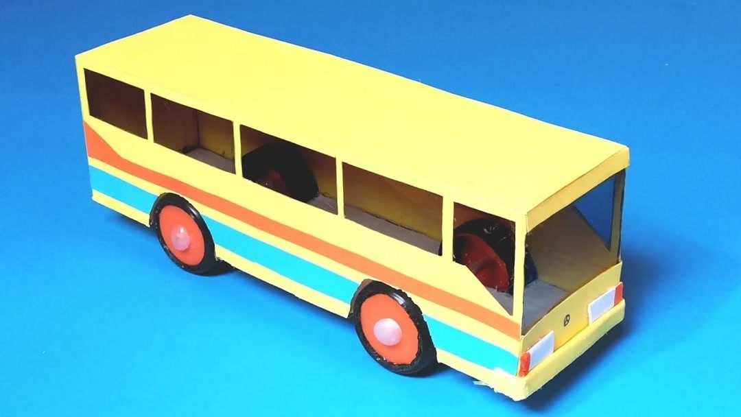 手工diy儿童玩具,用纸板制作公交车,学会给孩子做!