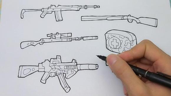 6款创意刺激战场装备简笔画,画法简单又实用,同学们很喜欢