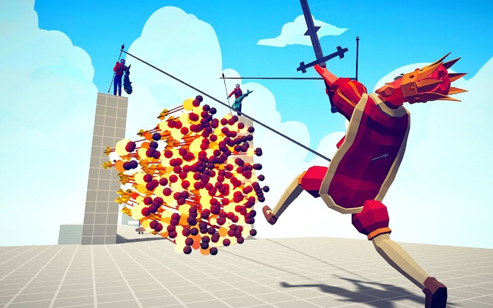 全面战争模拟器:爆笑鬼畜战斗,爆炸箭弓手和2个渔叉对战每个单位!