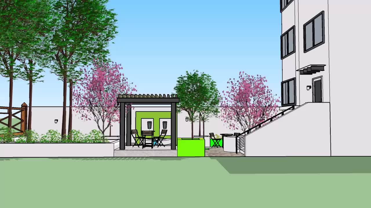 SU 建模小庭院动画效果视频