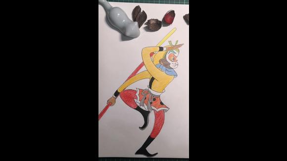 画个孙悟空,降妖除魔,消灭病毒,期盼疫情早日结束,武汉加油!