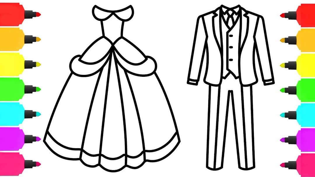 婚礼礼服的简笔画 儿童艺术绘画