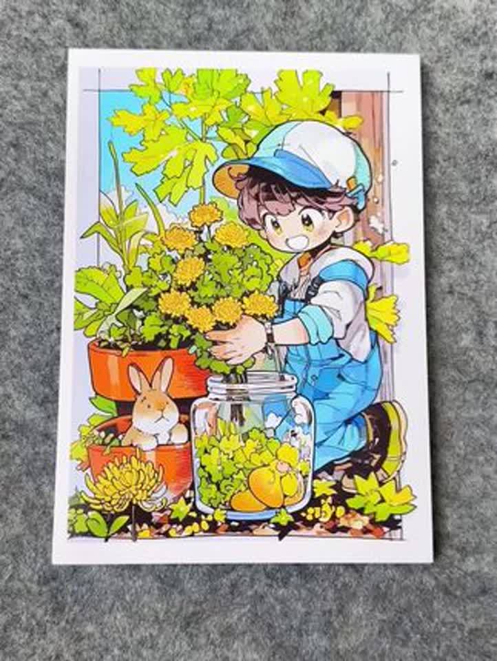 马克笔动漫绘画,洋溢着春天的气息,每一张都很温馨治愈,30张作品不...