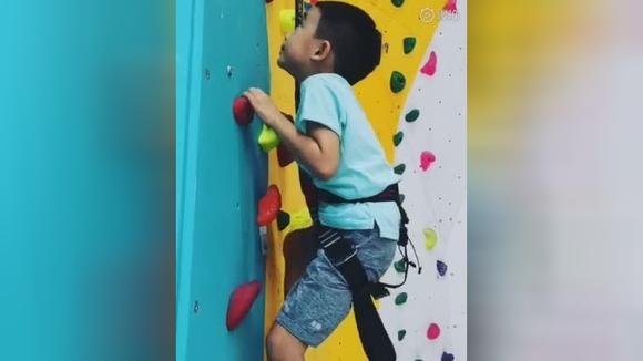 Jasper勇敢攀岩,爸爸陈小春告诉妈妈应采儿:别让他爱上这个!