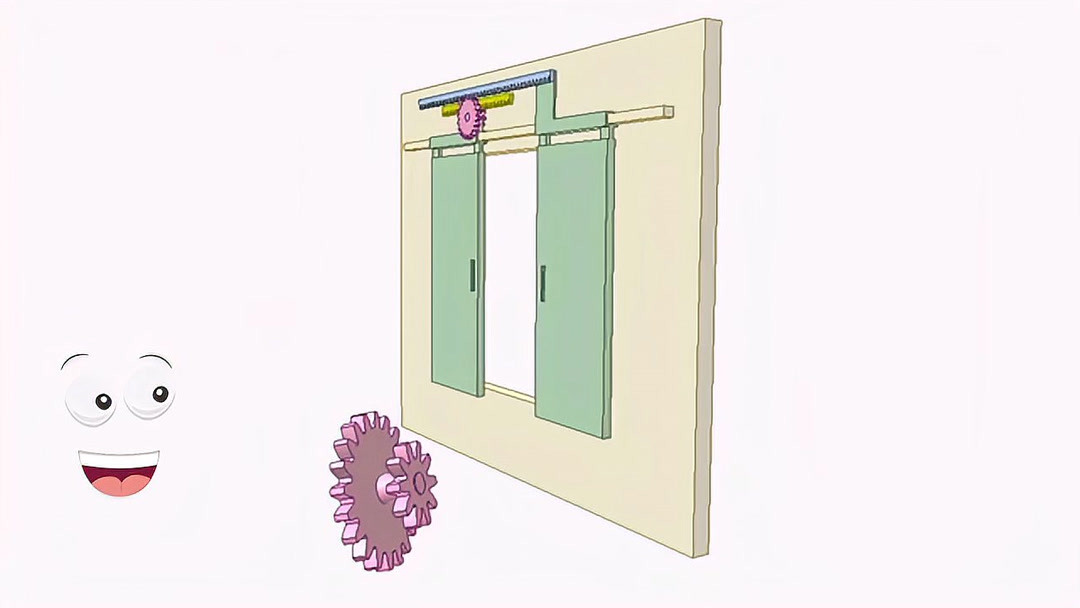 一种利用齿轮齿条原理制作的开关门机构构