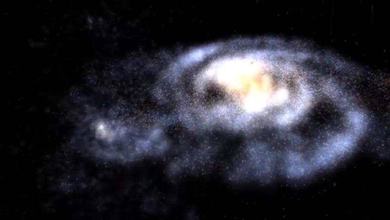 【假如仙女座星系与银河系碰撞了会发生什么?】【模拟银河系撞上了...