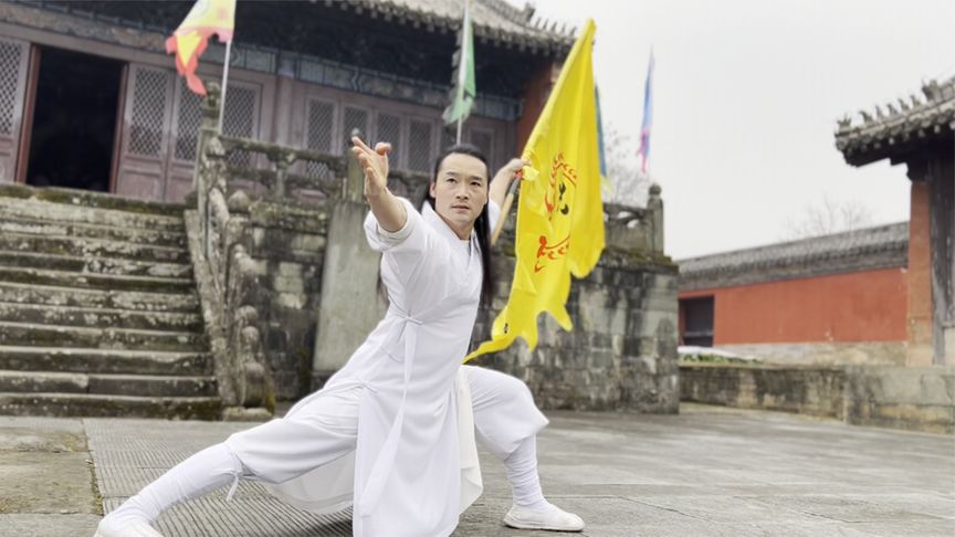 武术大旗挥舞起来,舞旗热血沸腾,中国功夫点燃武术精神