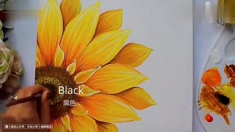 丙烯画向日葵装饰画,简单易学,自己房间的装饰画不用再买了