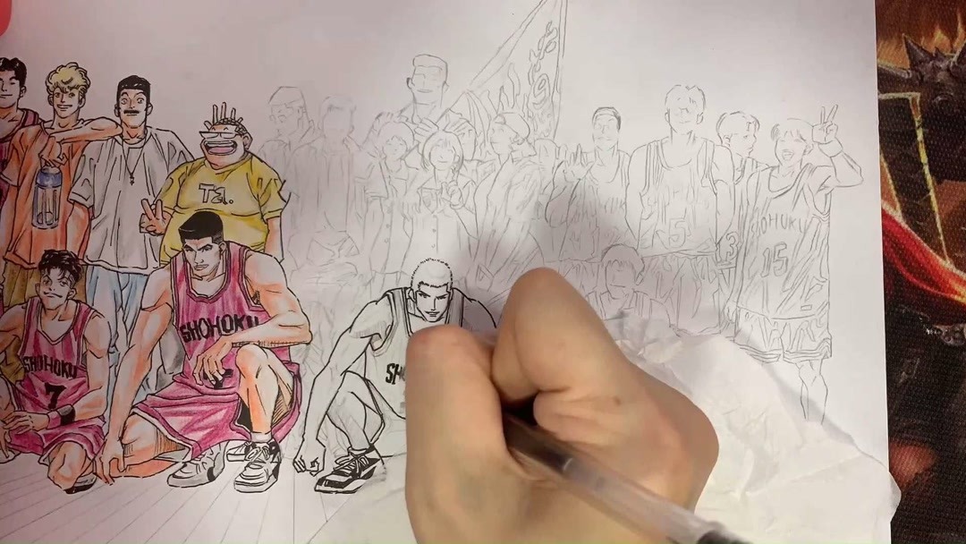 如何用最低廉的彩铅画灌篮高手的主角樱木花道,想学吗?我教你呀