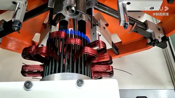 实拍车用发电机,定子线圈绕线过程,这才叫效率