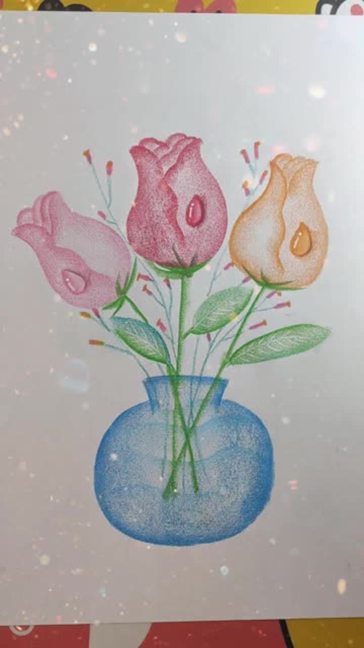 用油画棒画花,你学会了吗?