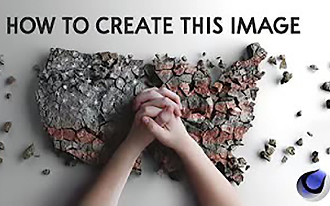 C4D+Redshift制作砸碎美国的创意破碎动画教程