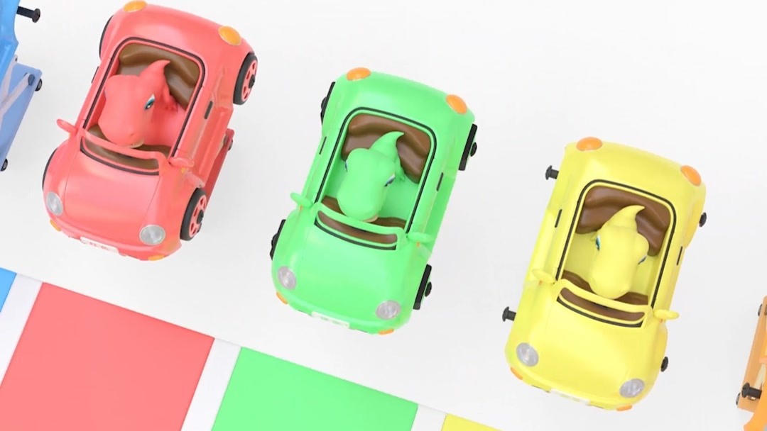 小汽车各种形状车轮,早教动画