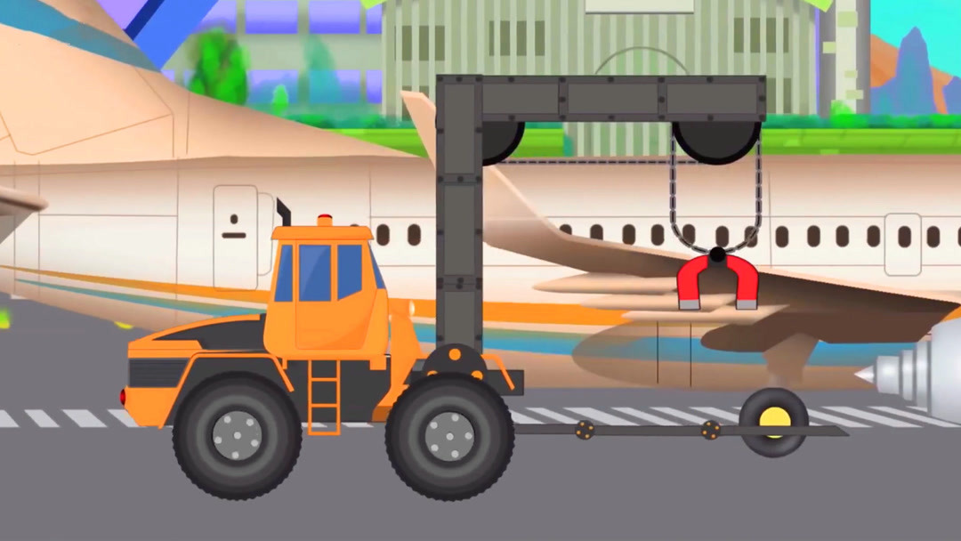 变形工程车动画:消防车变身叉车修理飞机