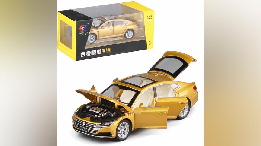 车致1:32大众CC轿车声光回力六开门金属合金汽车模型儿童玩具车