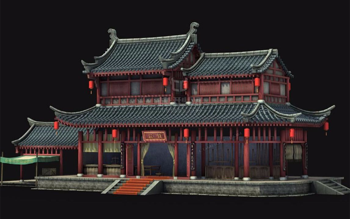 ...新手场景案例教学,从房屋瓦片开始布线卡线搭建古风楼房模型建筑