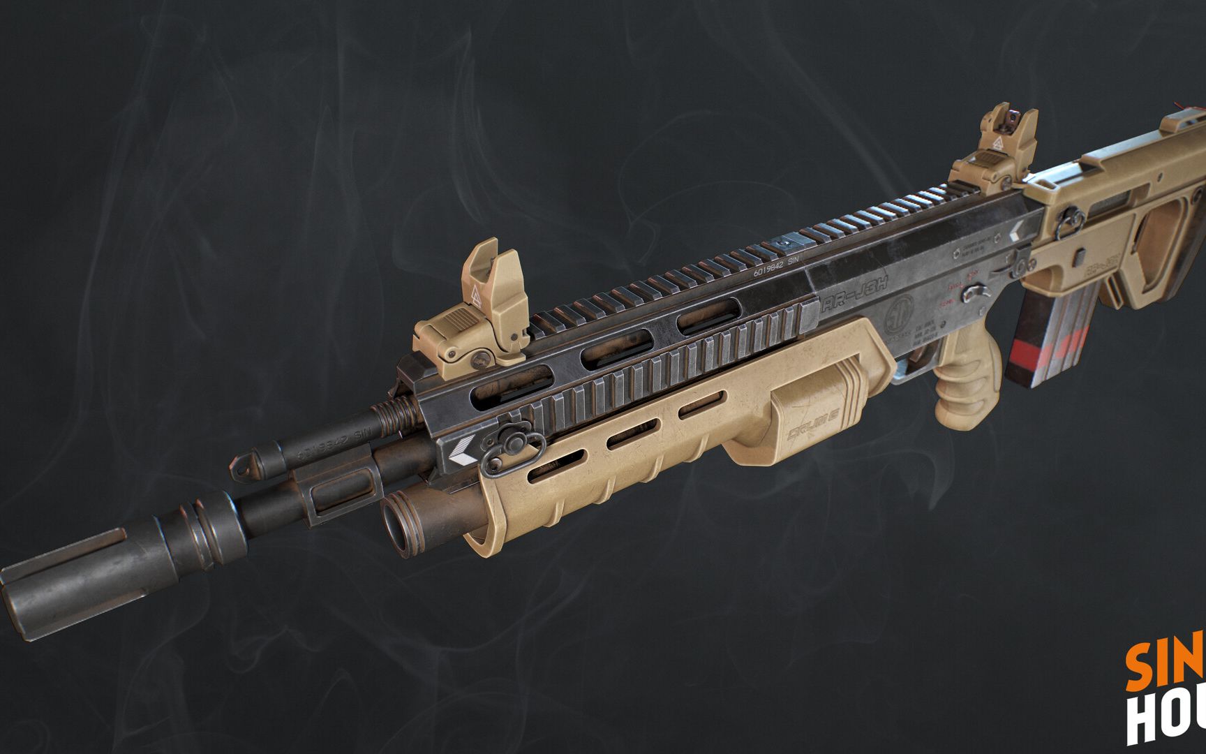 【3DMAX枪械建模】还原游戏武器道具“突击步枪”建模,次世代枪械...