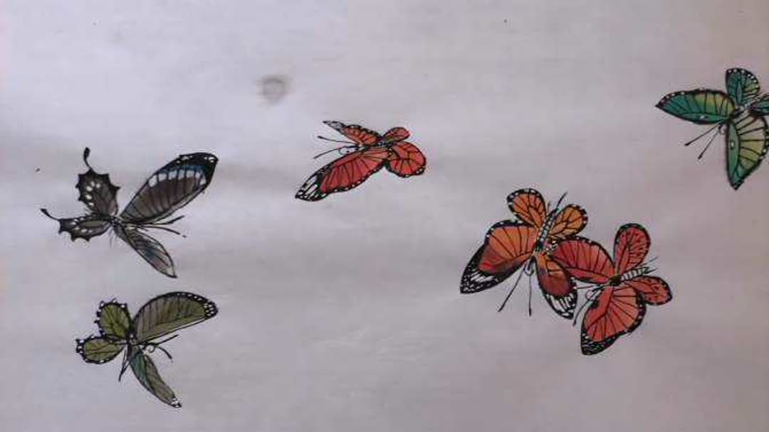 「国画」彩蝶翩翩起舞,花间精灵互赏风采蝴蝶画法简单易操作