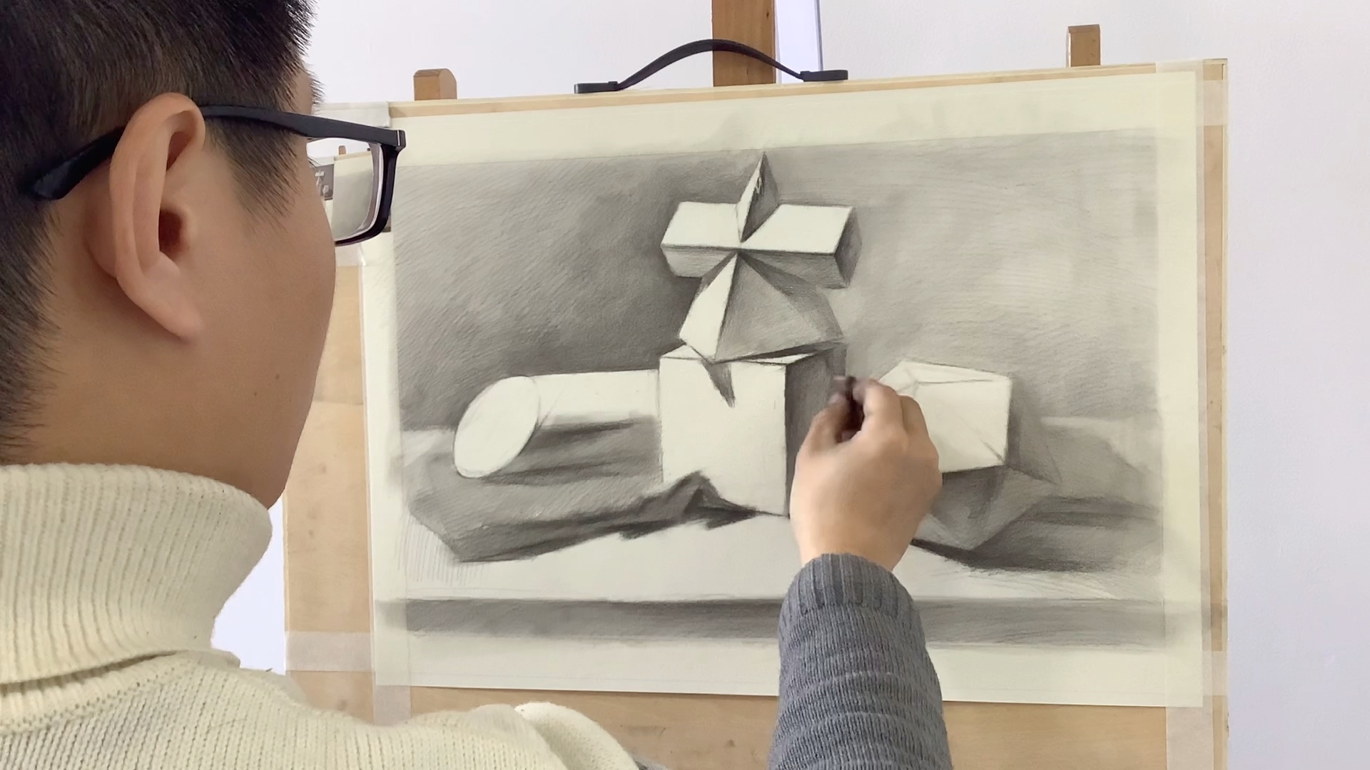 几何形体组合绘画(塑造阶段)