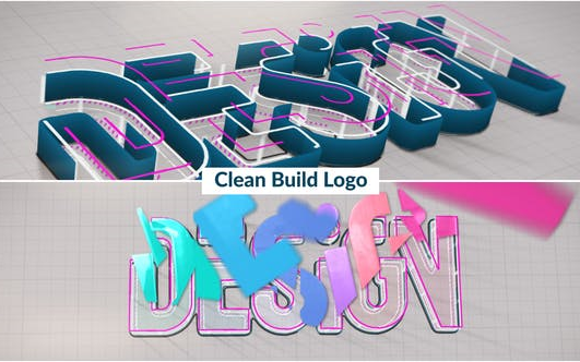 AE模板-3D建筑轮廓生长碎片贴合特效的动态LOGO片头模板动态徽标...