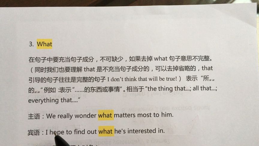 What引导的宾语从句/解释what的用法